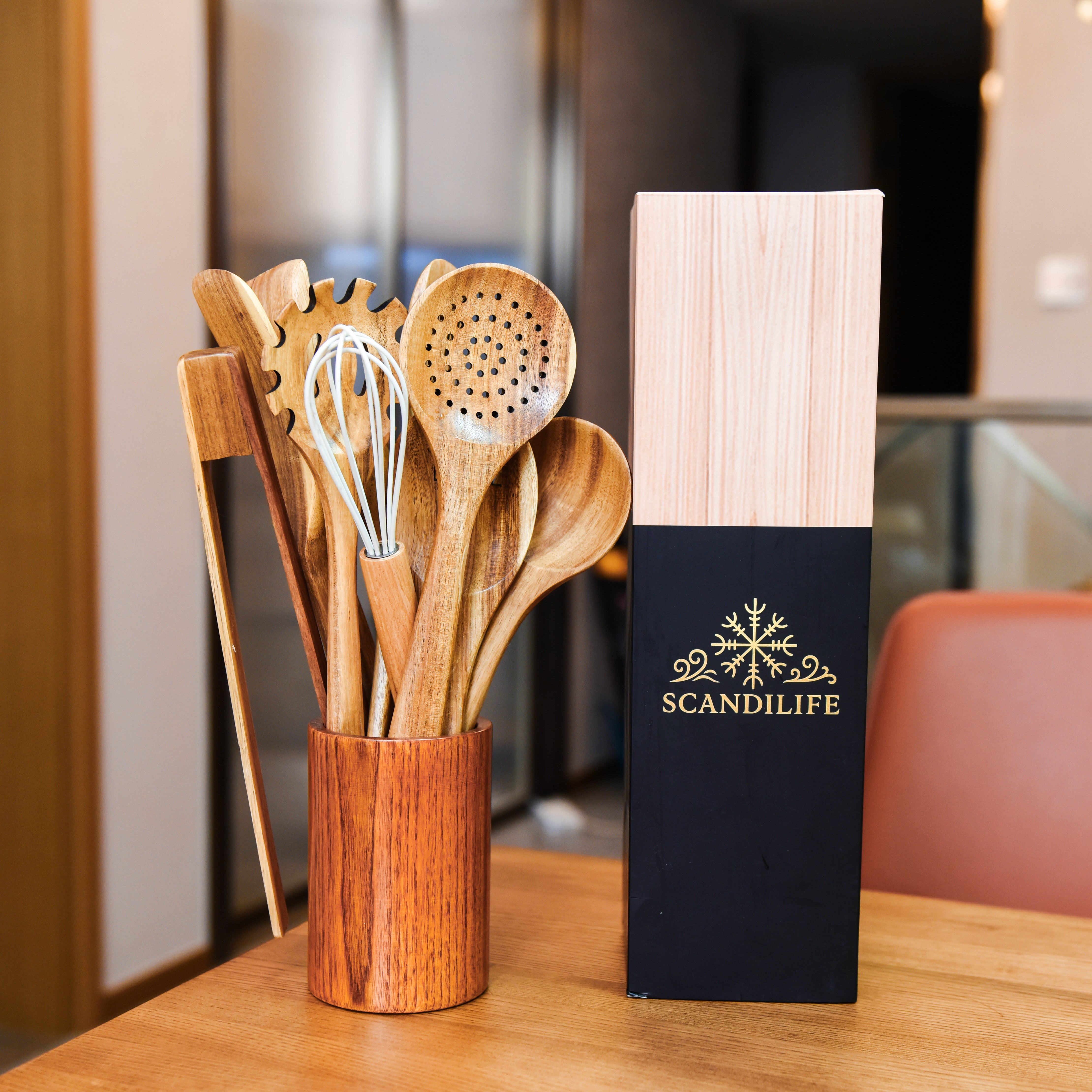 Köksredskap Set i Teakträ - Sked, Slev, Sil & Mer – ScandiLife.se